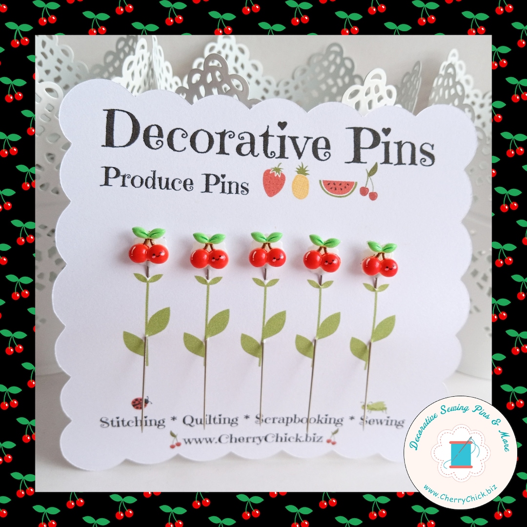 Cherry Sewing Pins - Decorative Sewing Pins - Cherries Sewing Pins ...