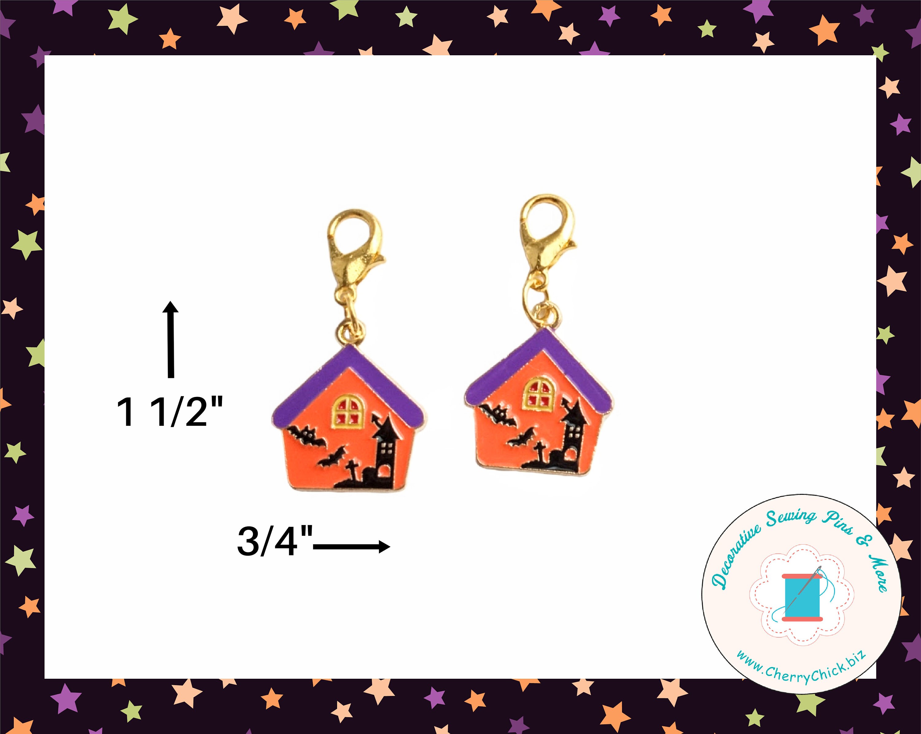 Halloween House zipper charm pair - Halloween House zipper pull pair ...