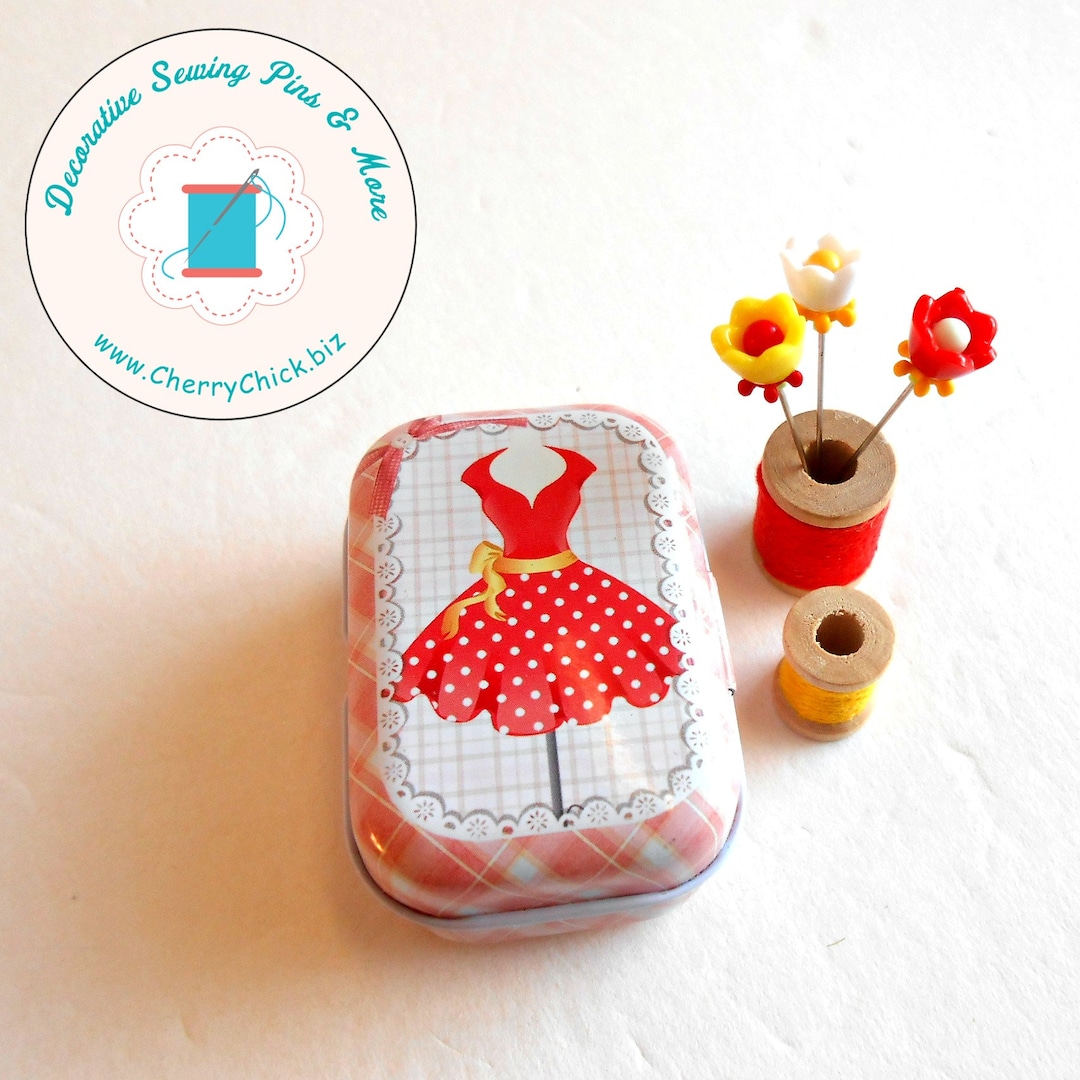 Flower Sewing Pins Pins in Tins Decorative Sewing Pins - Etsy