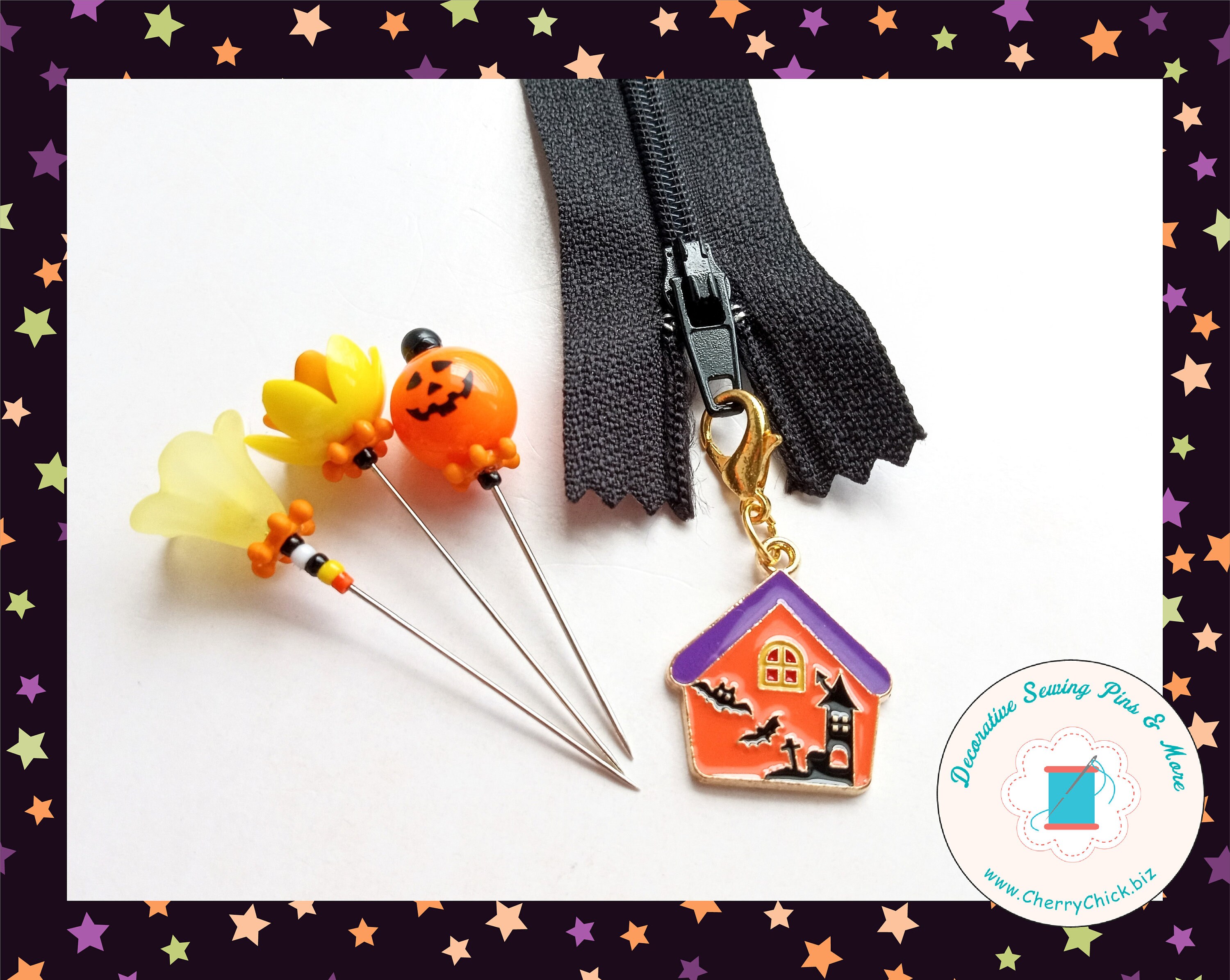 Halloween House zipper charm pair - Halloween House zipper pull pair ...