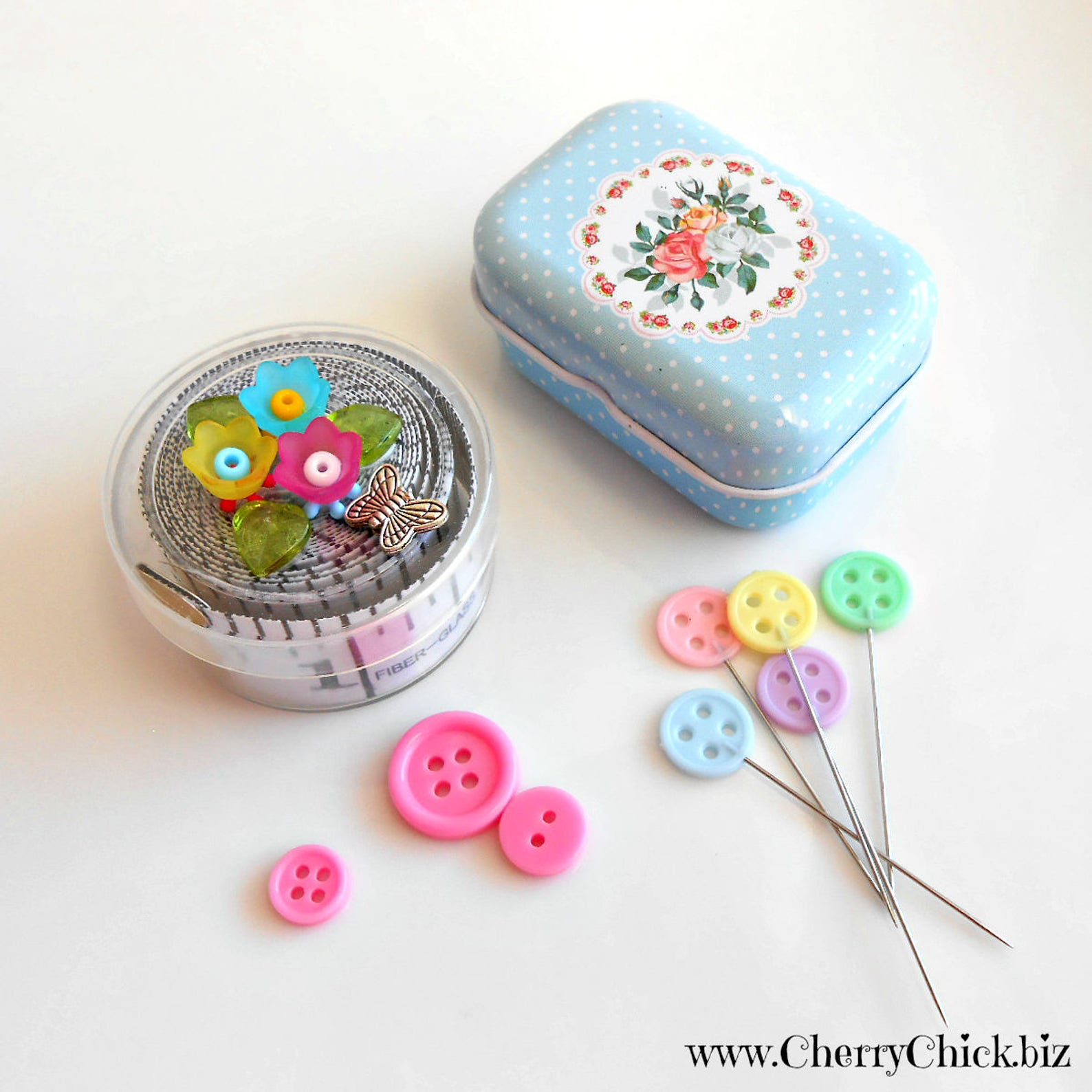 Button Sewing Pins Pins in Tins Decorative Sewing Pins | Etsy