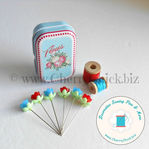 Flower Sewing Pins Pins in Tins Decorative Sewing Pins | Etsy