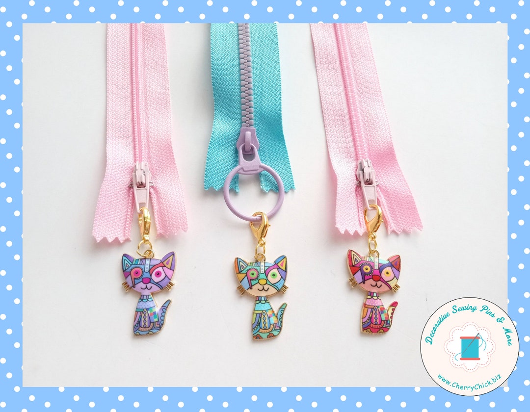 Kitty Zipper Charm Pair Cat Zipper Pull Pair Kitty Zipper Pull Cat ...