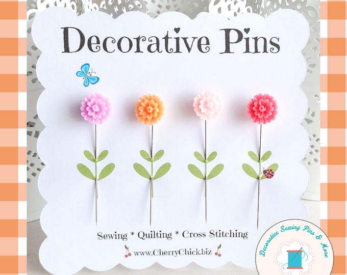 Carnation Floral Sewing Pins - Decorative Sewing Pins - Pretty Pins ...