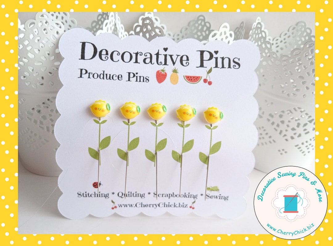 Lemon Sewing Pins Decorative Sewing Pins Lemon Pins Handmade Pins ...