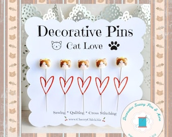 Cat Sewing Pins - Decorative Sewing Pins - Cat Mom Pins - Handmade Pins ...