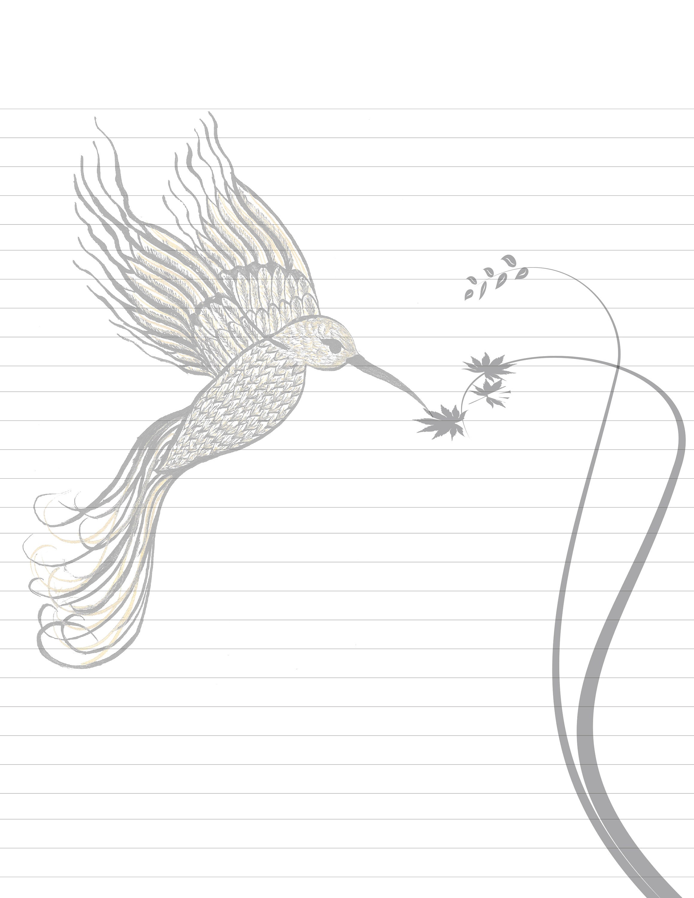 Hummingbird, Letter Writing, Printable, Lined Paper, Letter Writing, JW ...