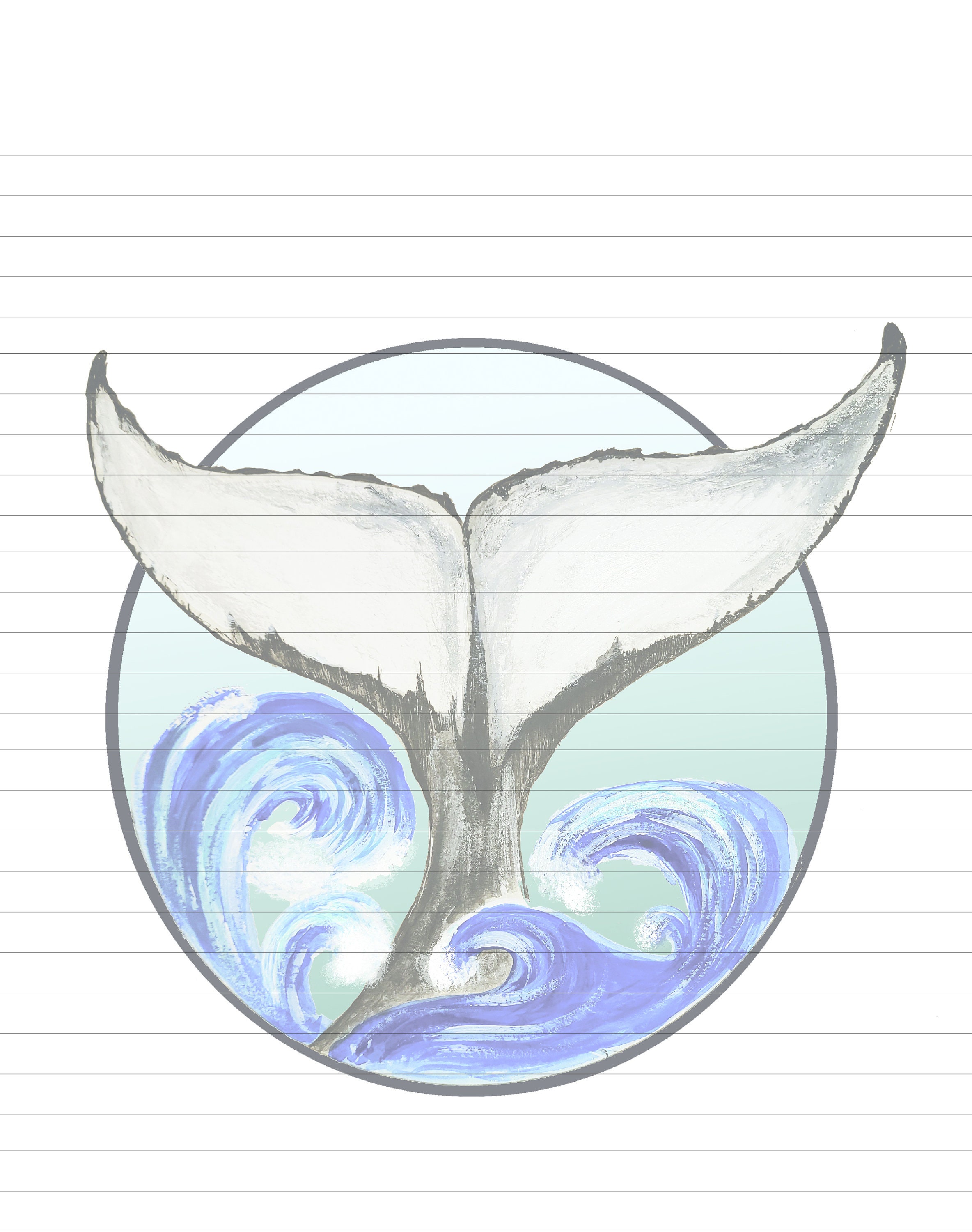 Whale Tail, Fluke, Letter Writing, Printable, Lined Paper, Letter ...
