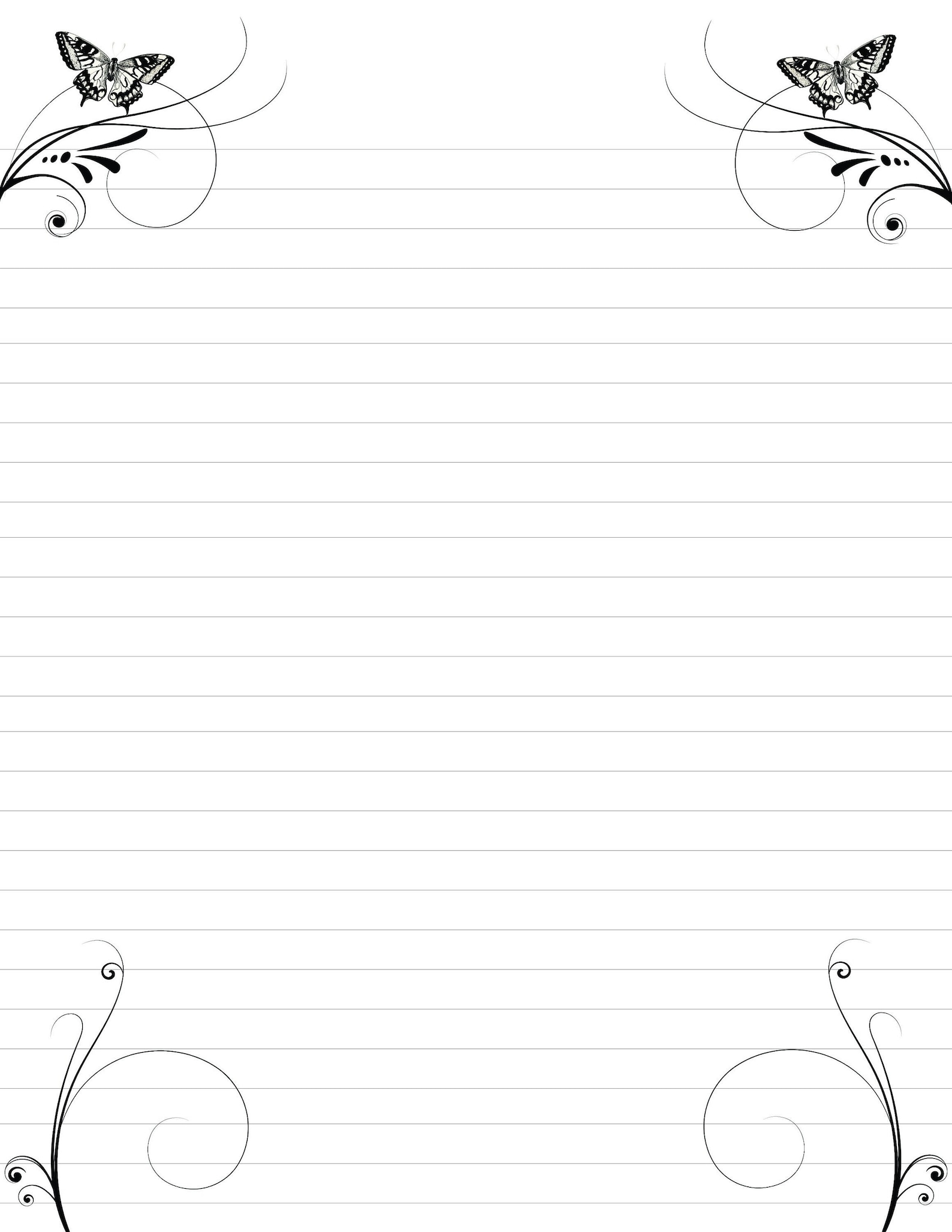 Butterfly, Letter Writing, Printable, Lined Paper, Letter Writing, JW ...