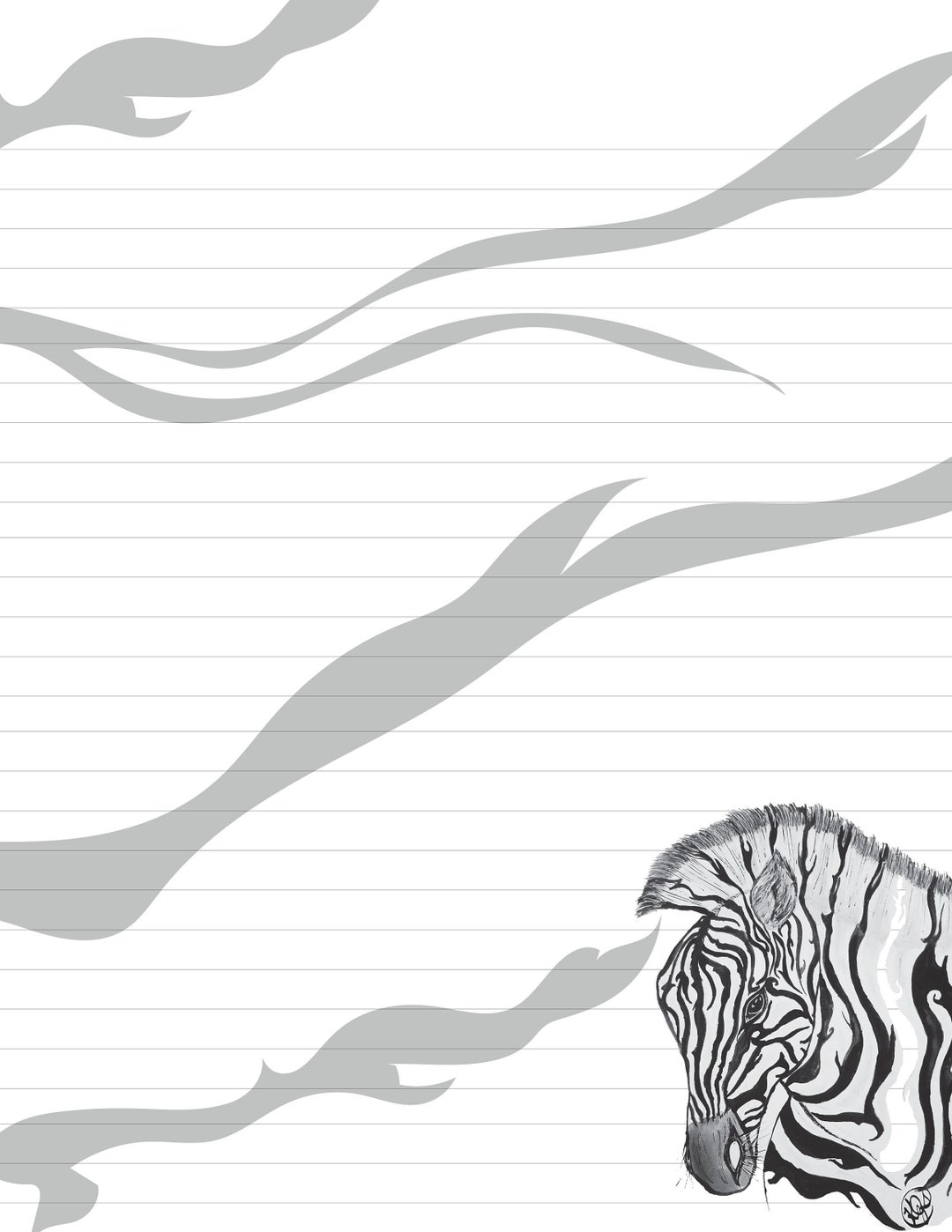 Zebra, Letter Writing, Printable, Lined Paper, Letter Writing, JW - Etsy