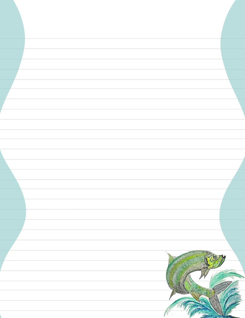 Fish, Letter Writing, Printable, Lined Paper, Letter Writing, JW - Etsy