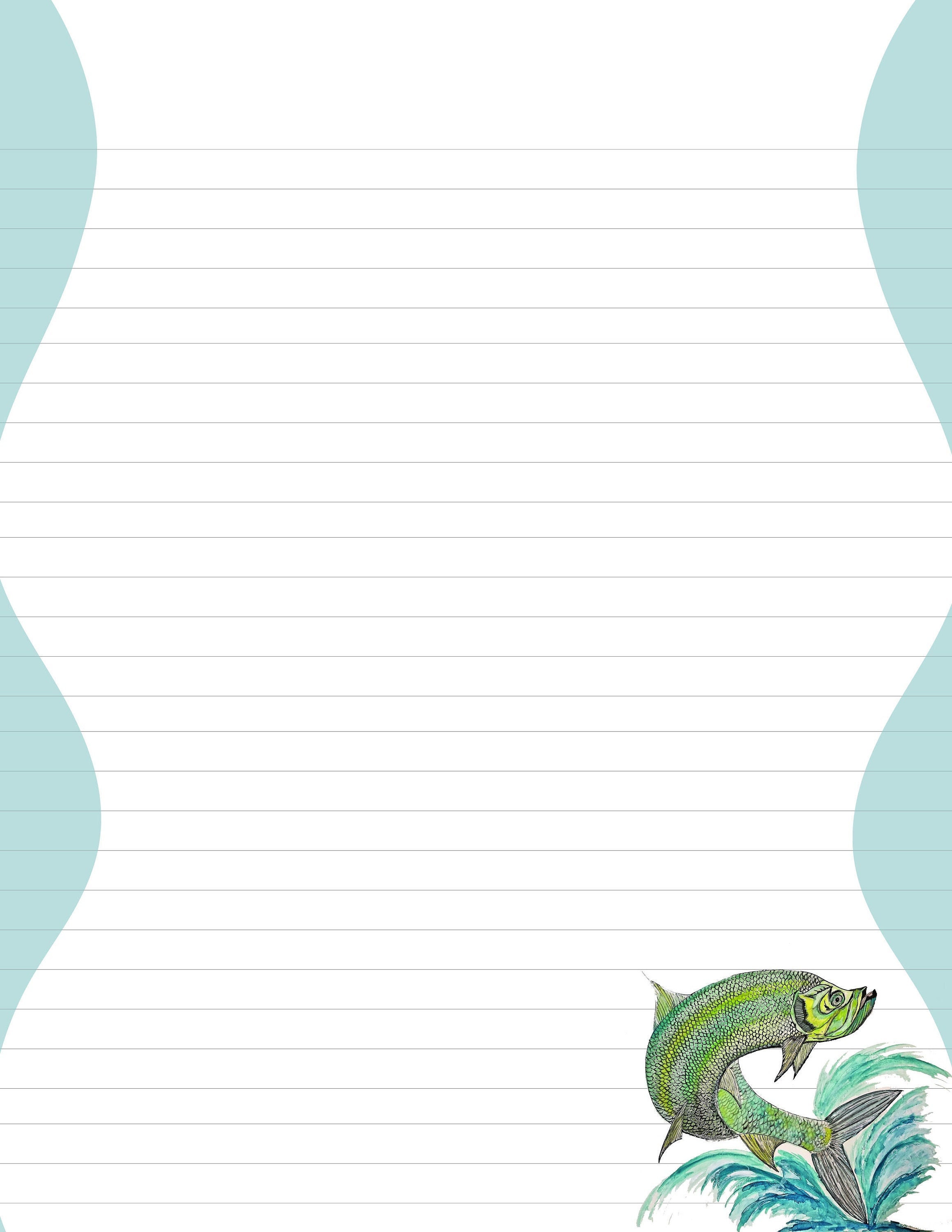 Fish, Letter Writing, Printable, Lined Paper, Letter Writing, JW - Etsy