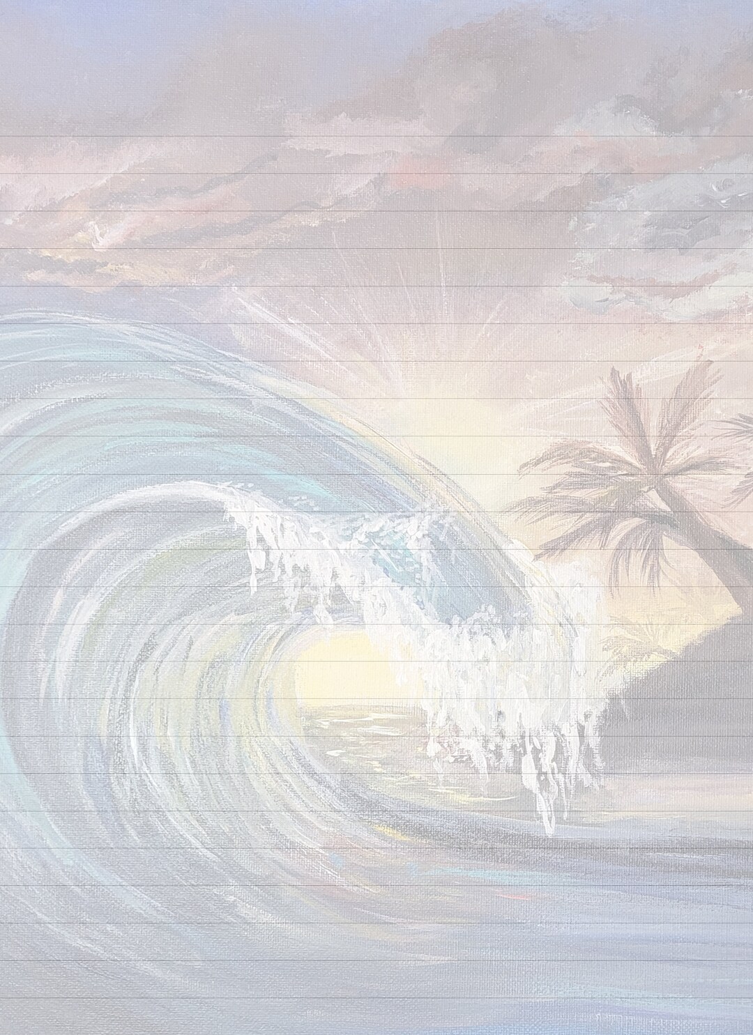 Tropical, Waves, Seascape, Letter Writing, Printable, Lined Paper ...