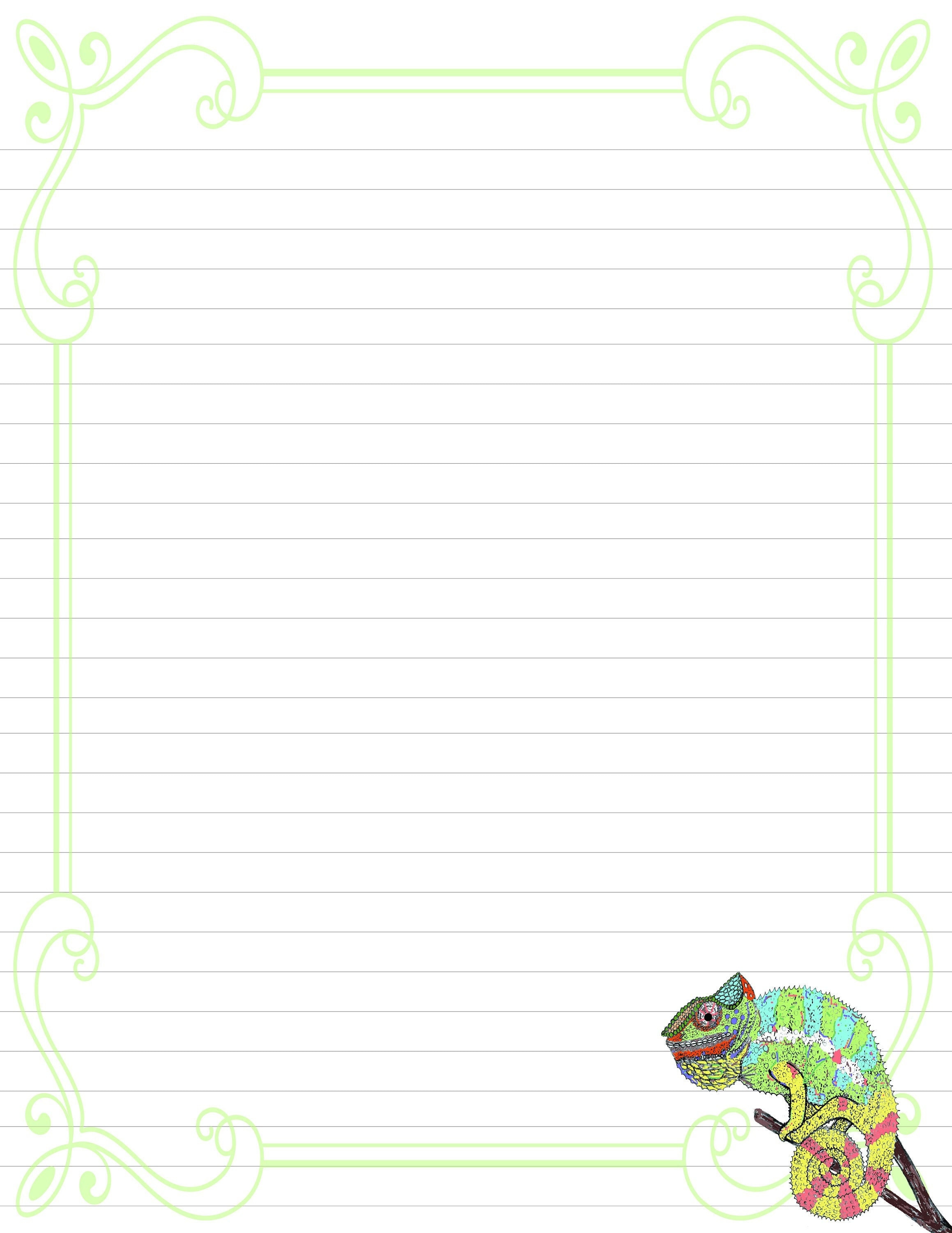 Chameleon, Letter Writing, Printable, Lined Paper, Letter Writing, JW ...