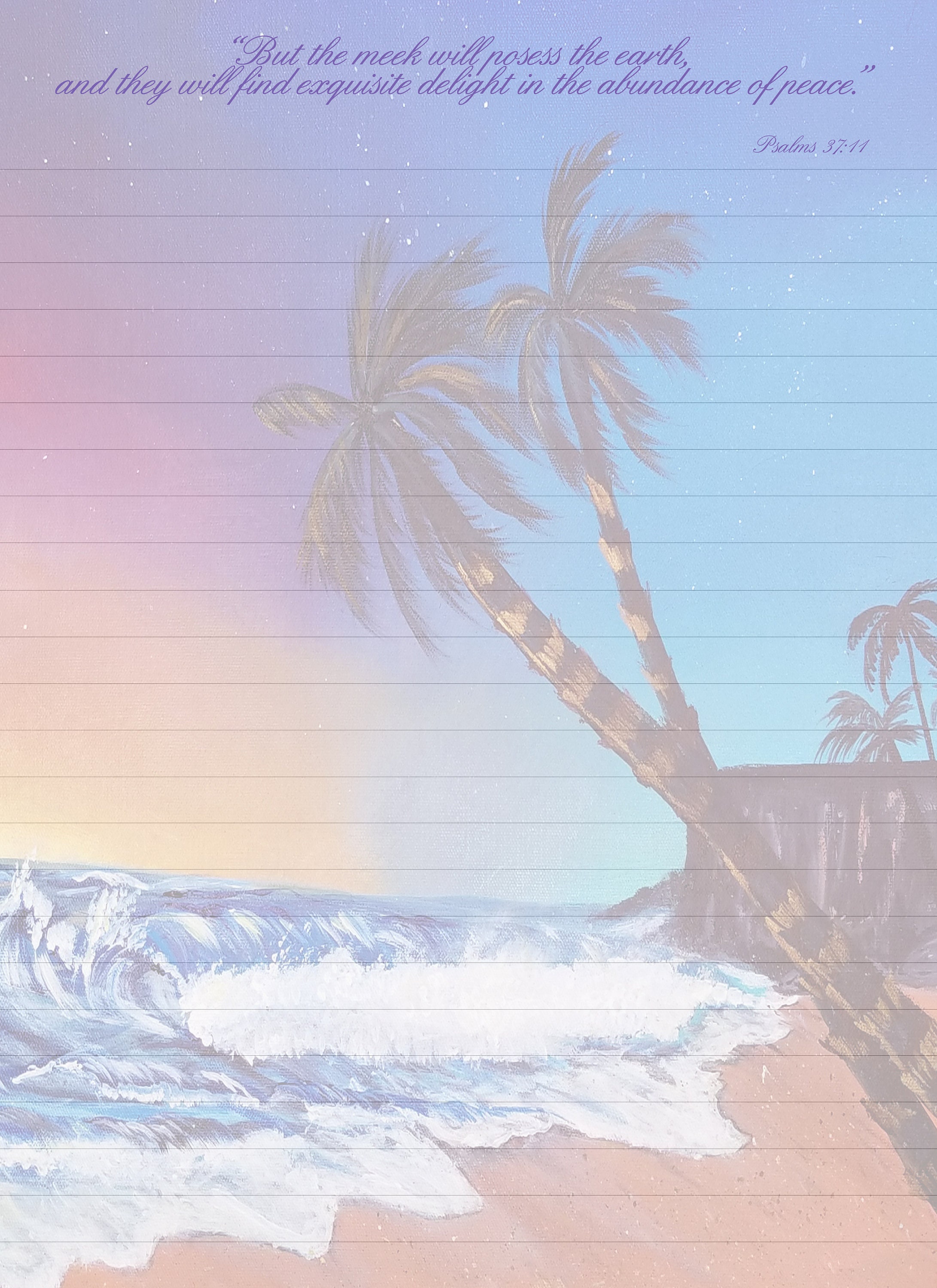 Tropical, Waves, Seascape, Letter Writing, Printable, Lined Paper ...