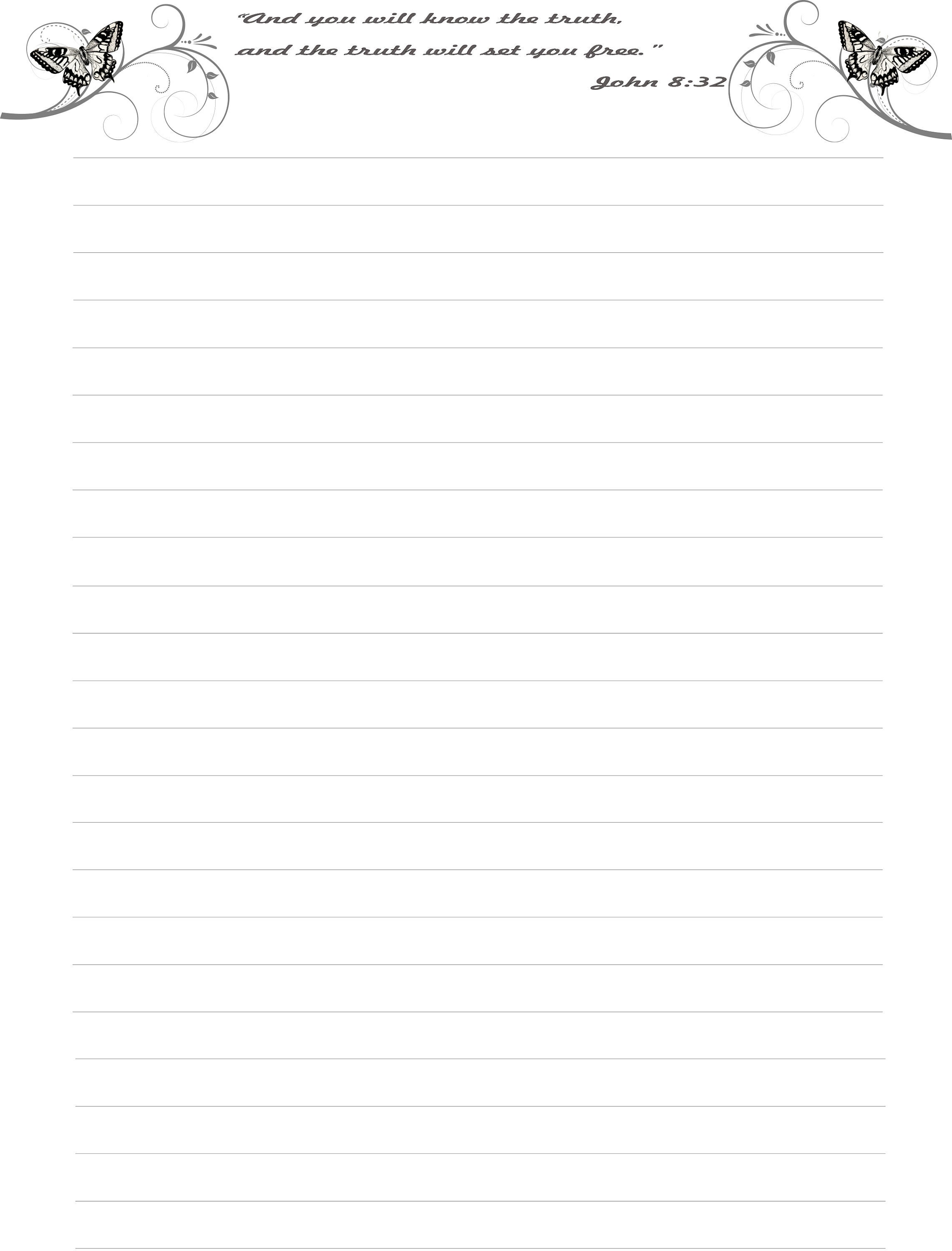 Lined Letter Writing Paper Printable, Butterfly Design (digital ...