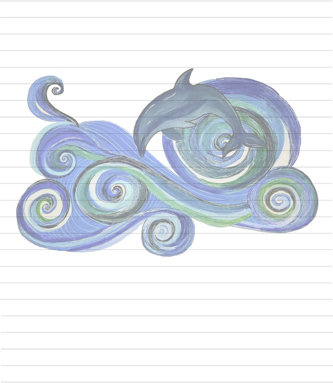 Dolphine, Waves, Letter Writing, Printable, Lined Paper, Letter Writing ...