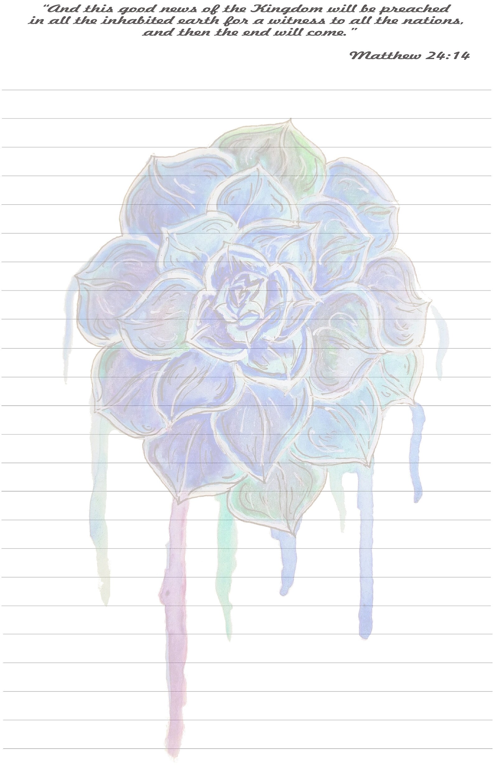 Succulent Letter Writing Paper, Lined Stationery (digital Download) - Etsy