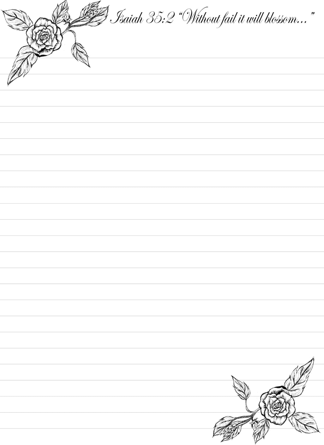 Rose, Flower, Letter Writing, Printable, Lined Paper, Letter Writing ...