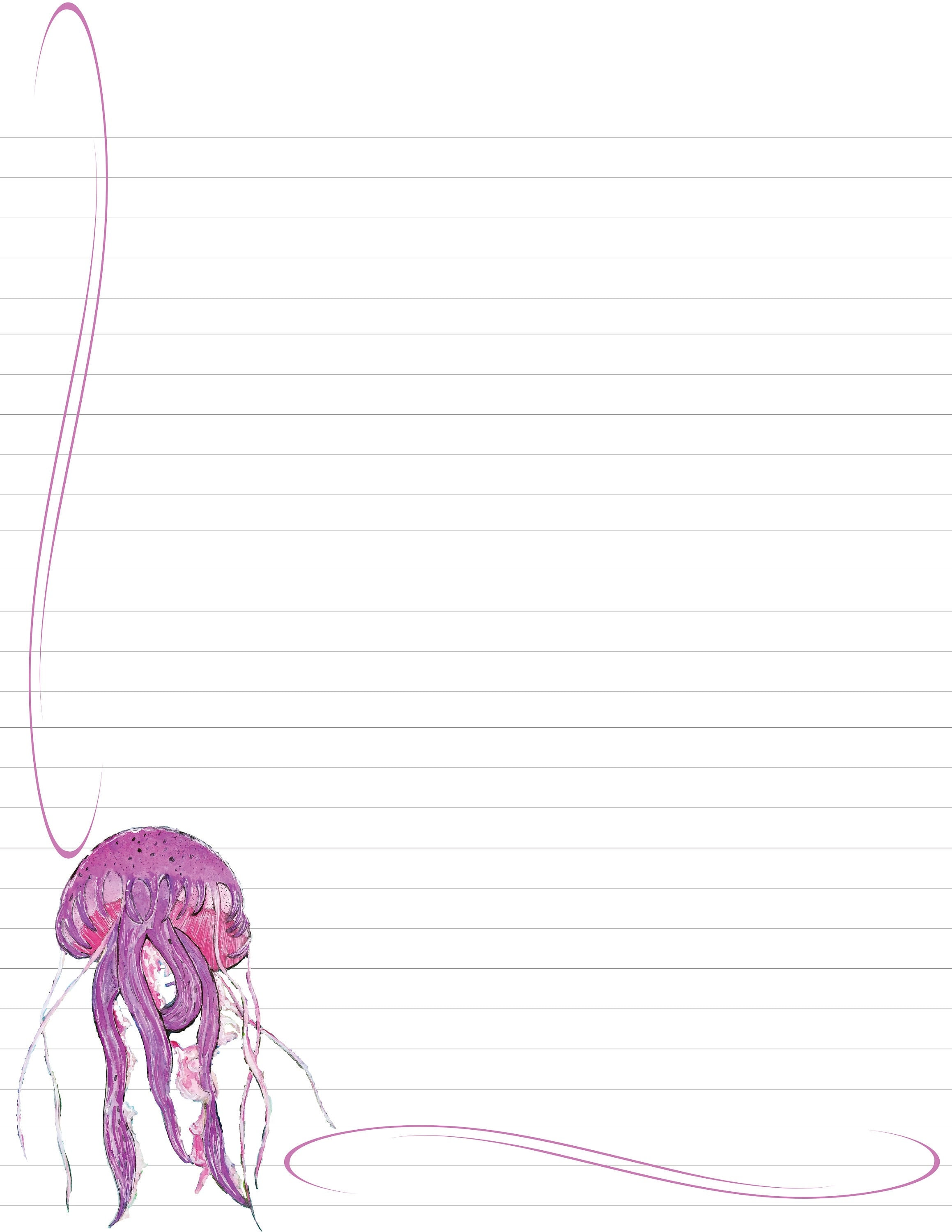 Jelly Fish, Letter Writing, Printable, Lined Paper, Letter Writing, JW ...