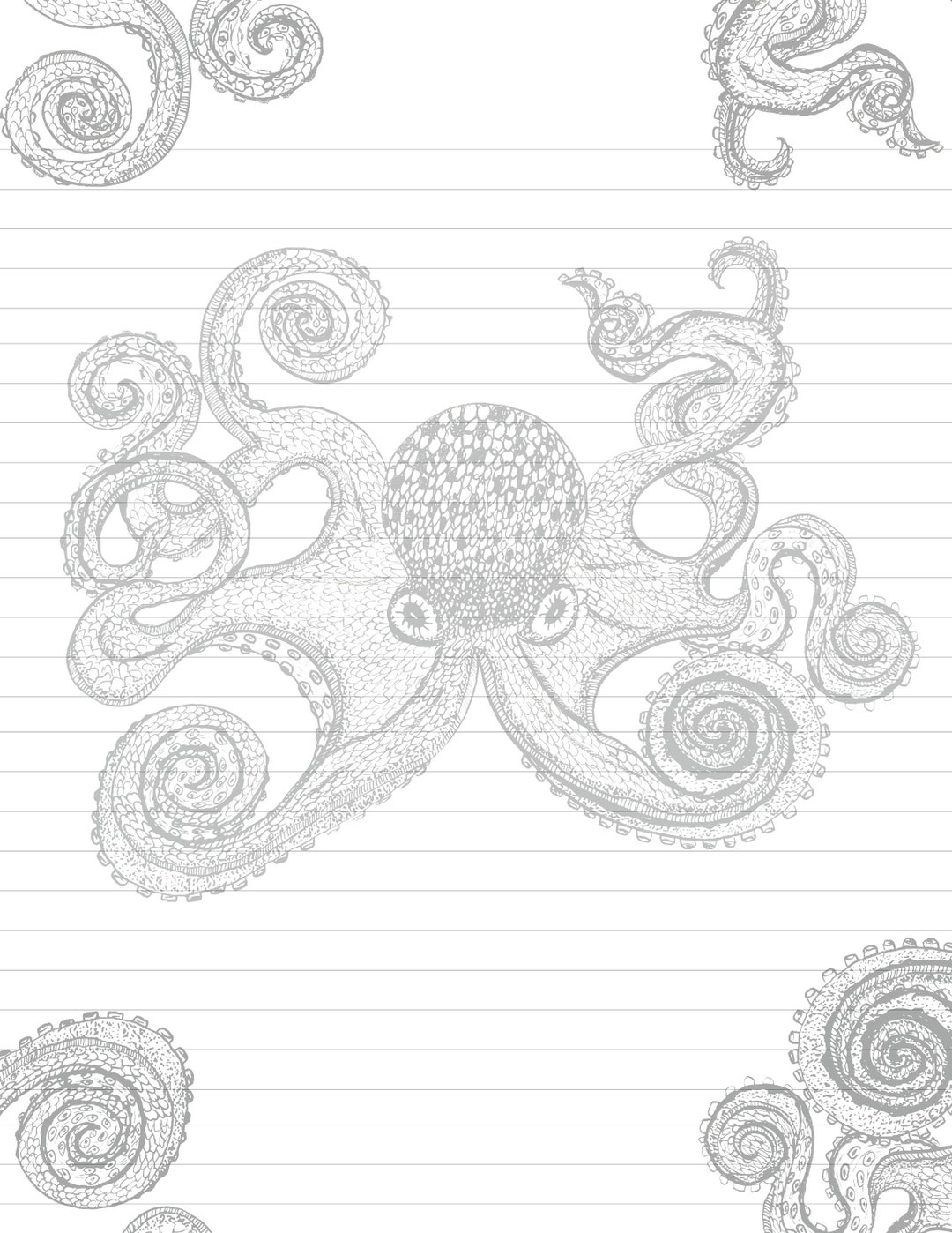 Octopus, Letter Writing, Printable, Lined Paper, Letter Writing, JW - Etsy