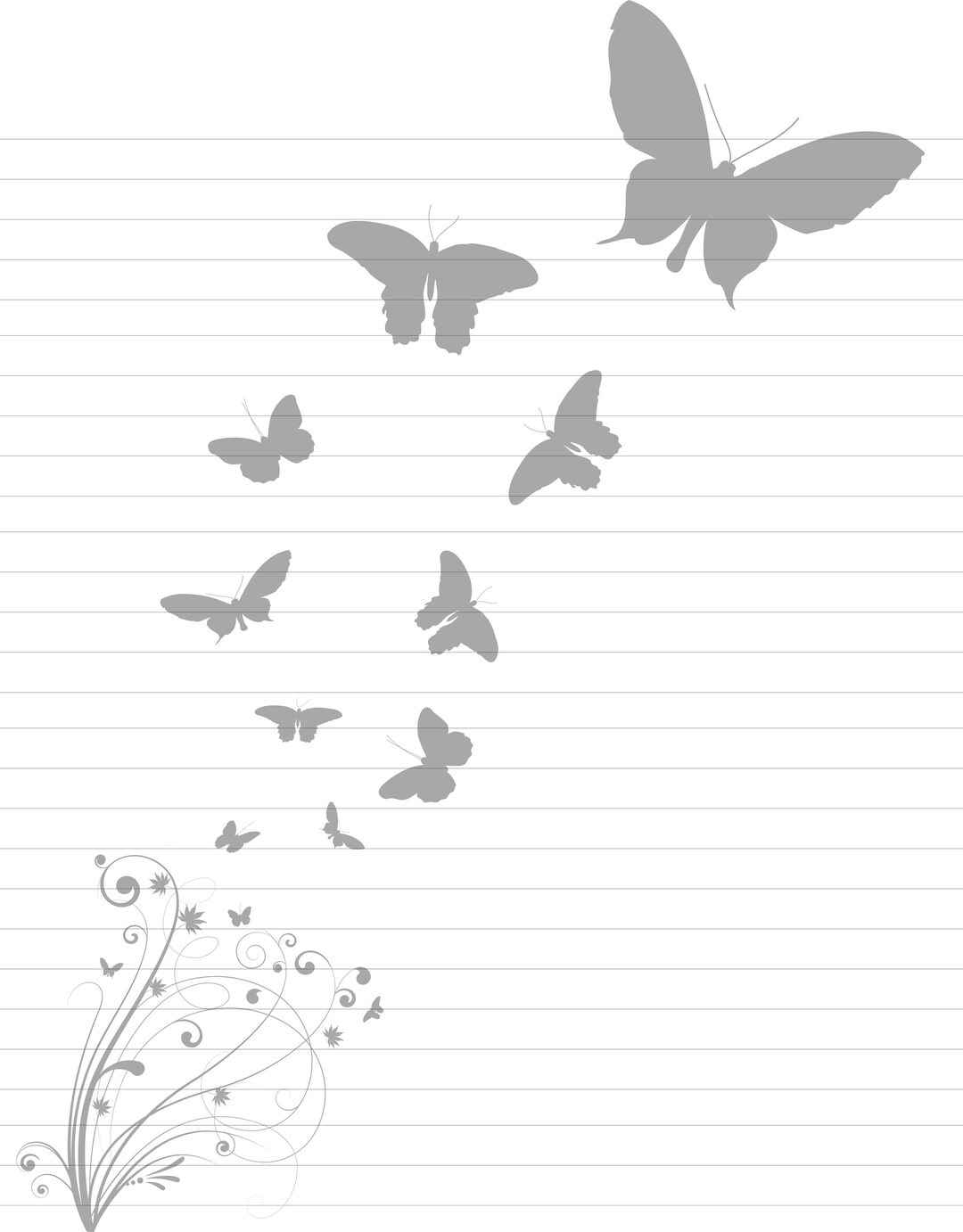 Butterflies, Letter Writing, Printable, Lined Paper, Letter Writing, JW ...