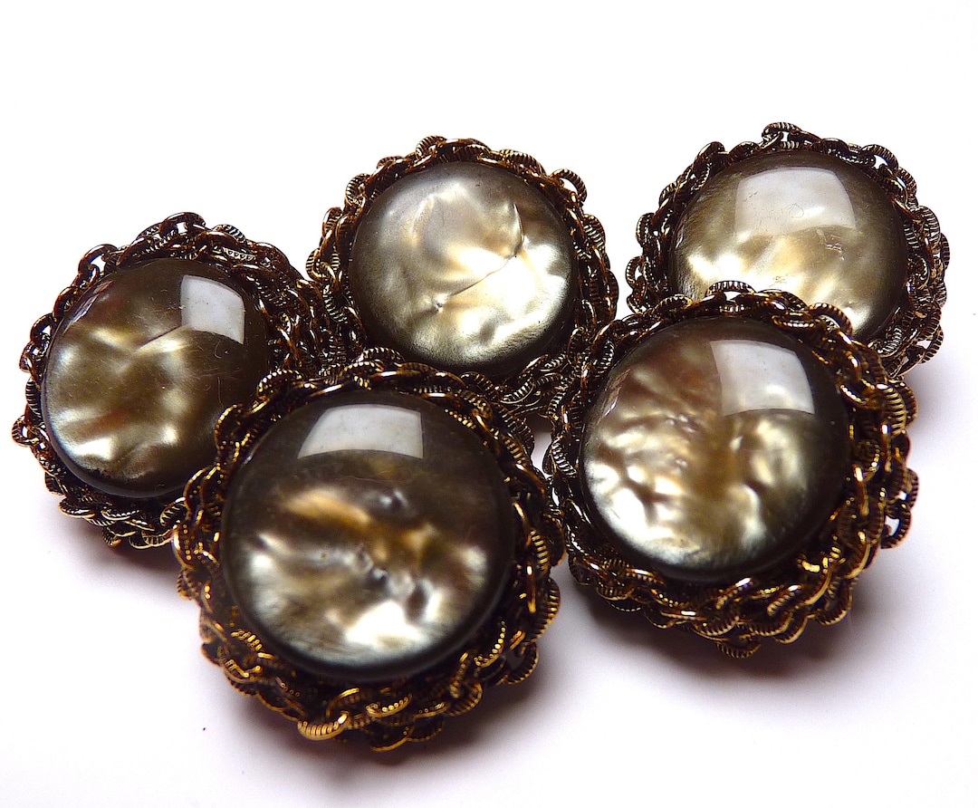 Set of 5 Large Antique Buttons, Mid Century Buttons 25 Mm Fashion Art ...