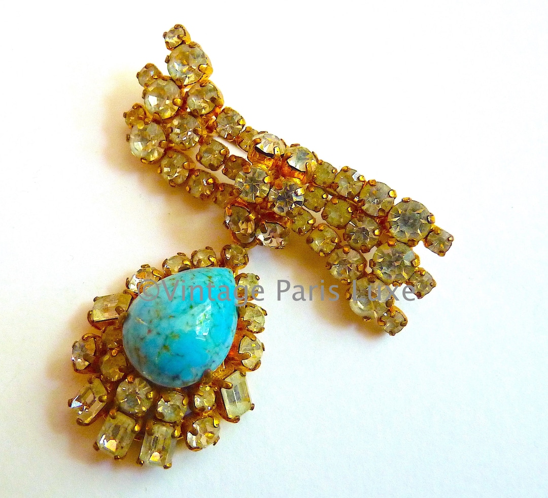 Vintage French Haute Couture Poured Glass Brooch, French Costume ...