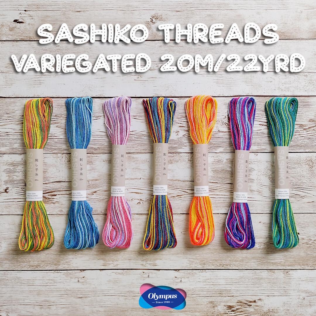 Olympus Variegated Mix Sashiko Threads | 20m (approx. 22 Yds) Skeins ...