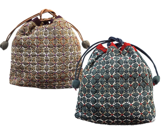 Kumebukuro Japanese Rice Bag Indigo Fabric Rice Bag Hand Embroidered ...