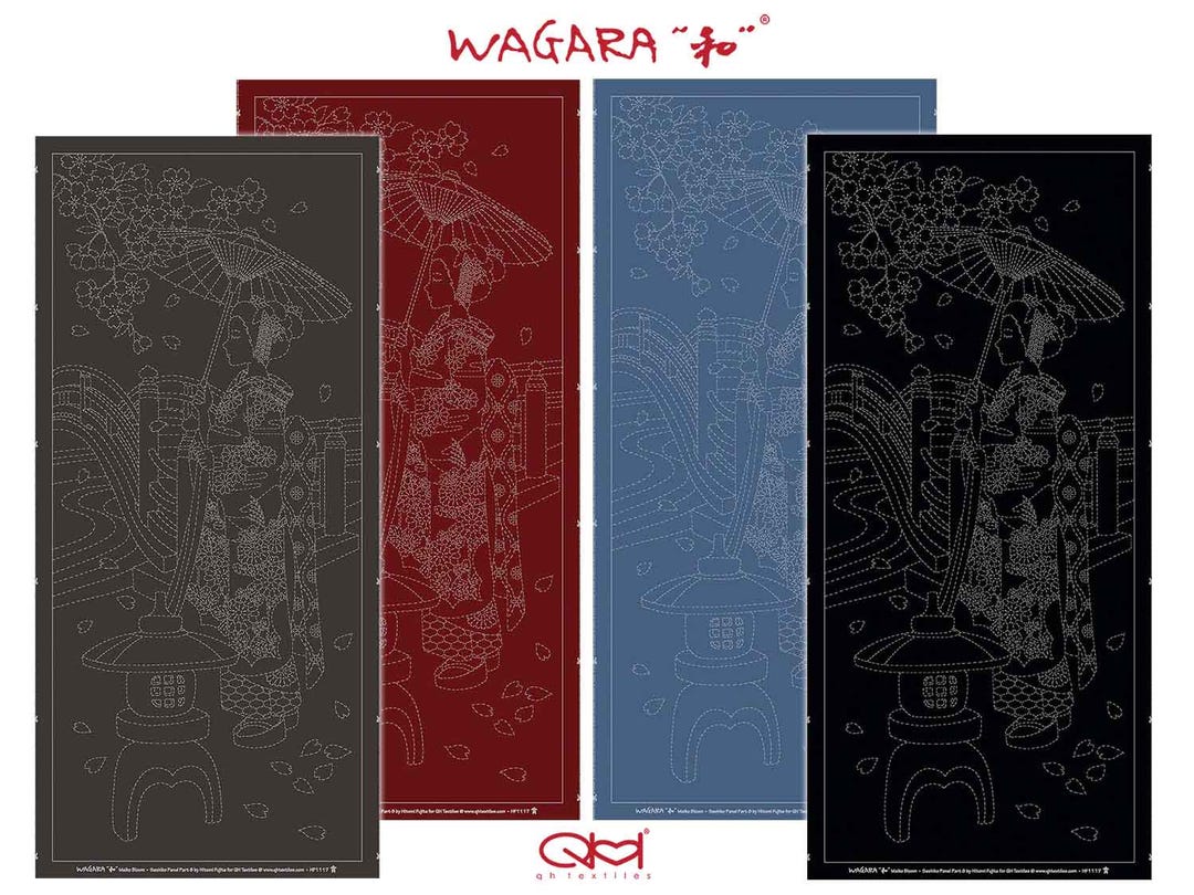 Wagara Sashiko Panel | Pre-printed Cotton 100% | 50cm(20") X 110cm(1.2 ...