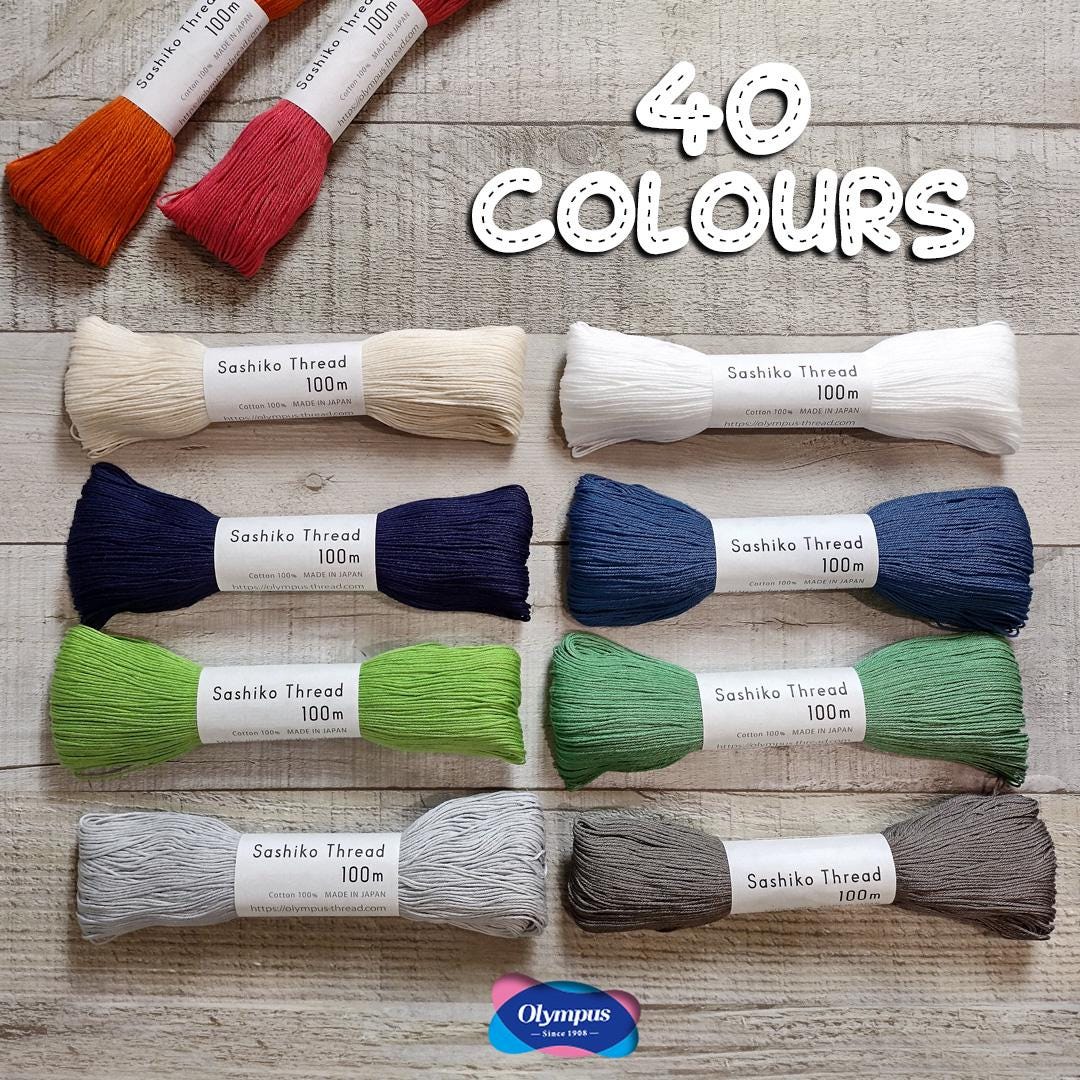 Olympus Sashiko Threads 40 Solid Colours | 100m (109yd) Skeins | FLAT ...