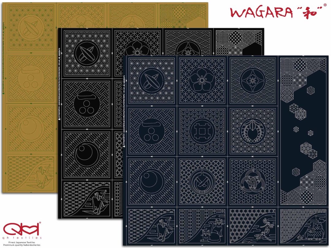 Wagara Sashiko Panel Preprinted Cotton 100% 100cm 39 3/8 X 110cm 43 1/4 ...