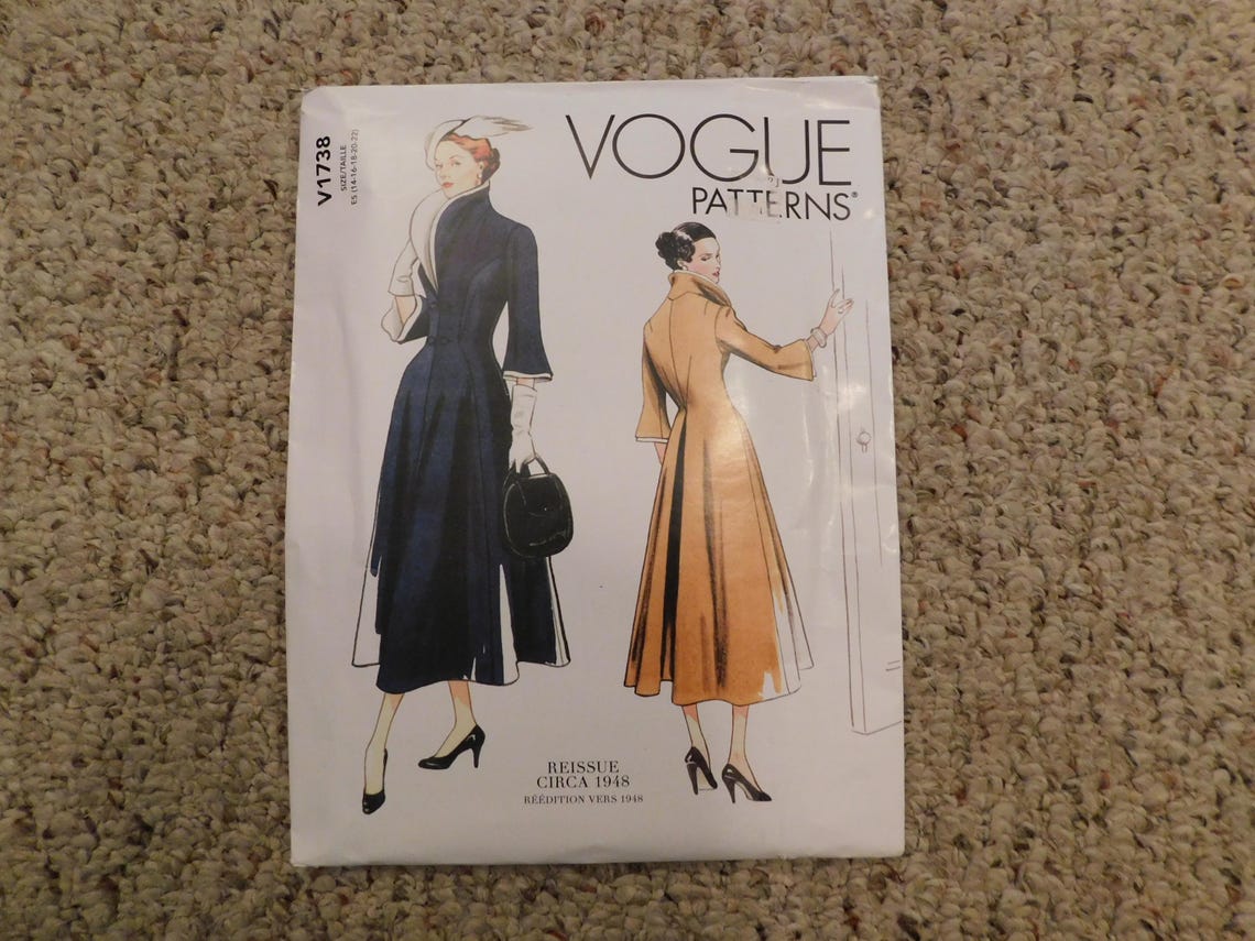 NEW and UNCUT Vogue Sewing Pattern 1738, Fitted Seamed Coat, Size 14-22 ...