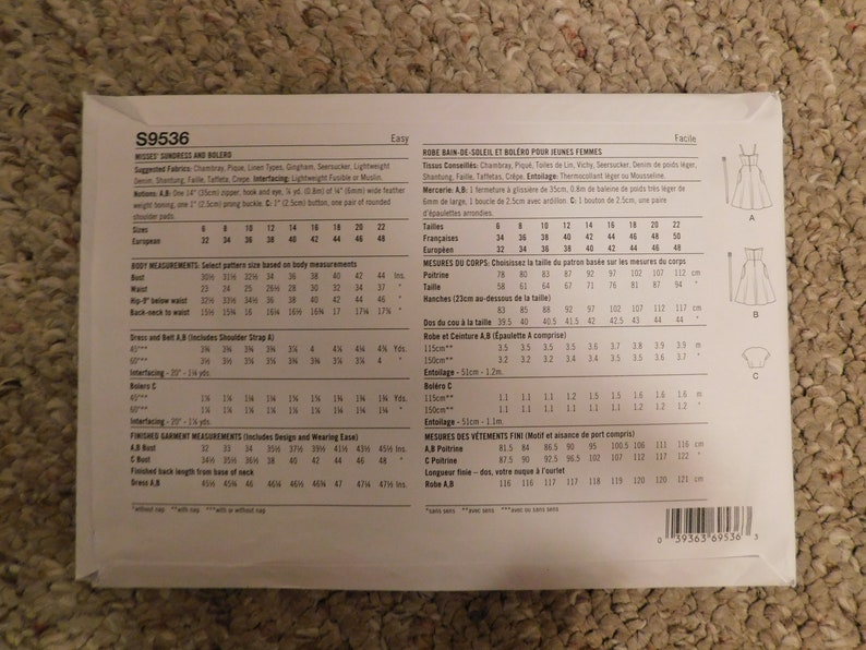 NEW UNCUT Simplicity 9536 Sewing Pattern, Misses Sundress and Bolero ...