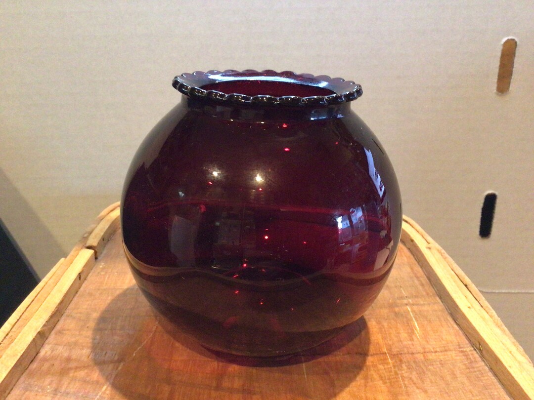Anchor Hocking Ruby Red Ball Vase - Etsy