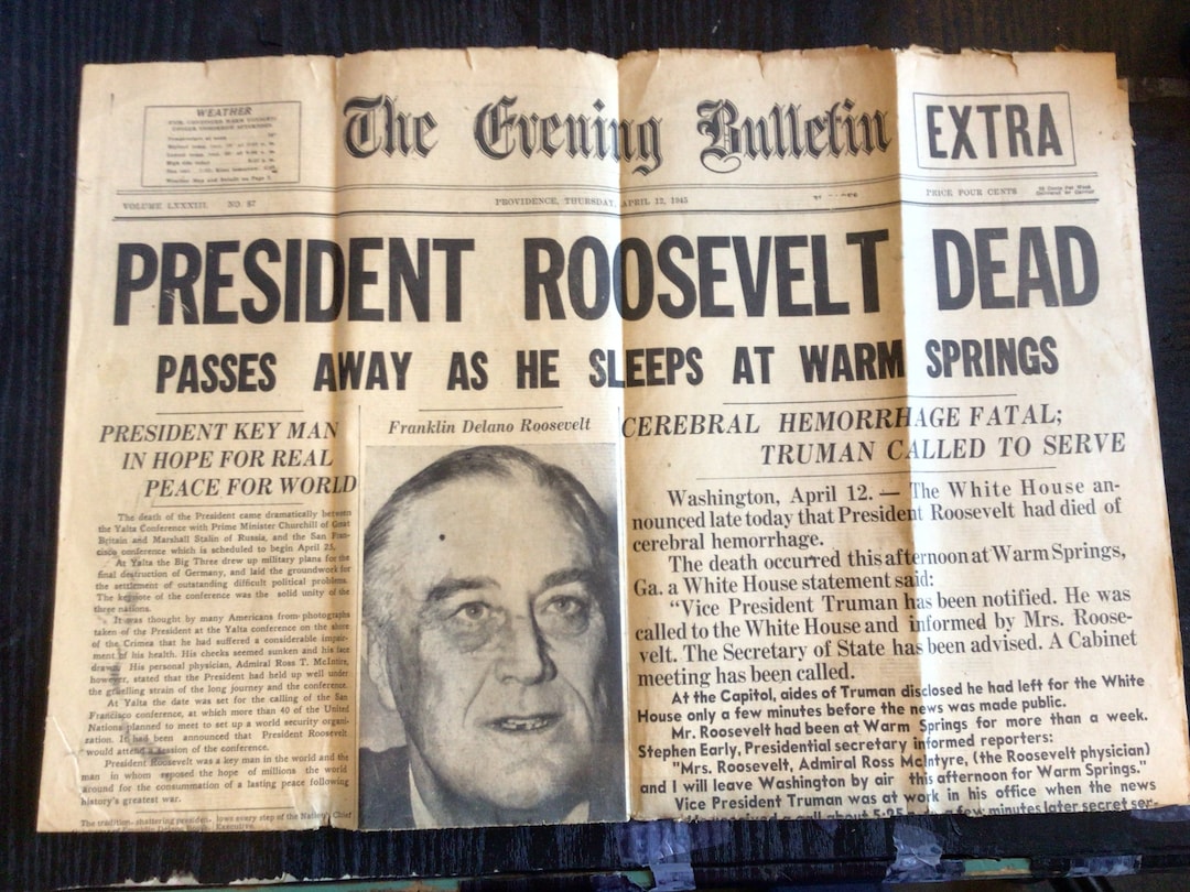 FDR Death Evening Bulleting Extra 4/12/45 Ephemera - Etsy