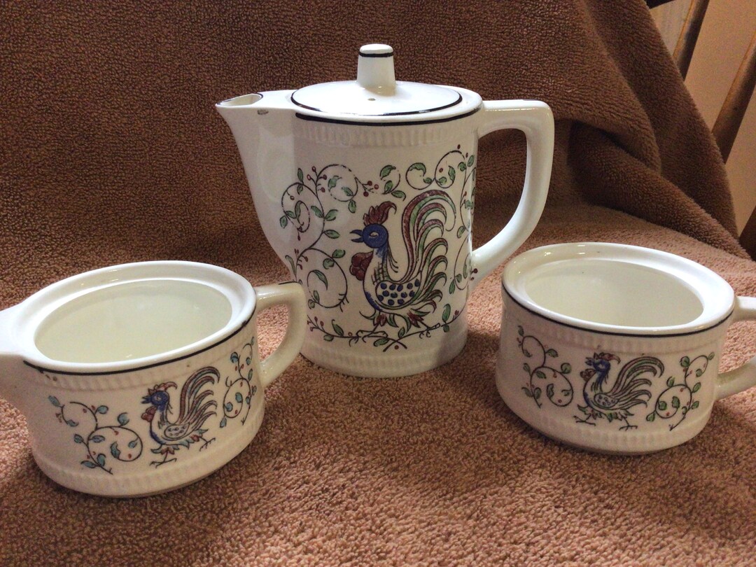Vintage Mini Tea Set Rooster Theme Japan - Etsy