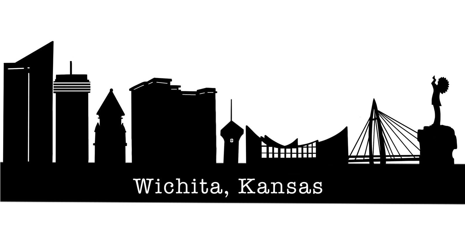 Wichita Kansas Skyline, Svg, Jpeg, Downtown Wichita Kansas, City ...