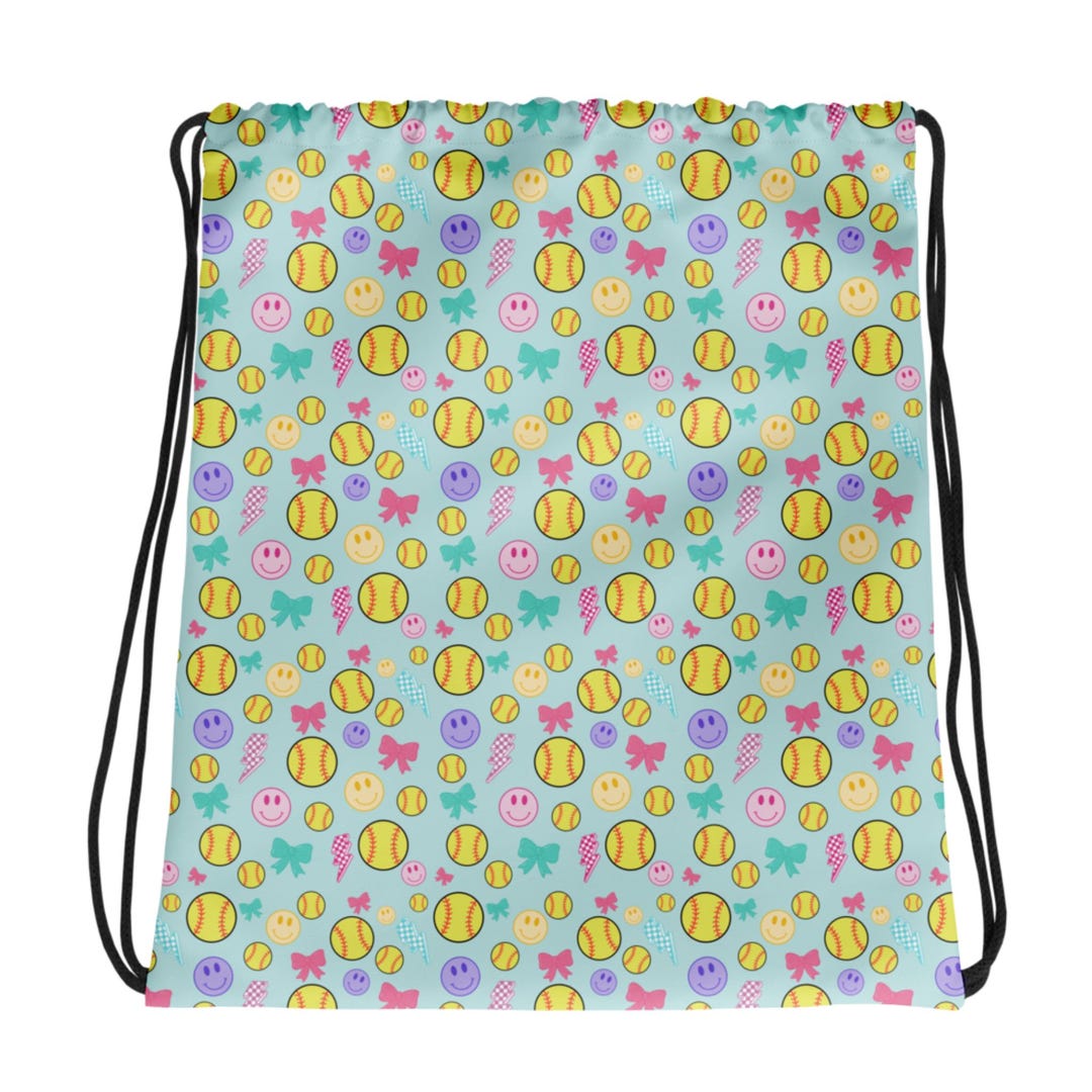 Girls Teal Softball Drawstring Bag, Girls Softball Bag, Cute Girls ...