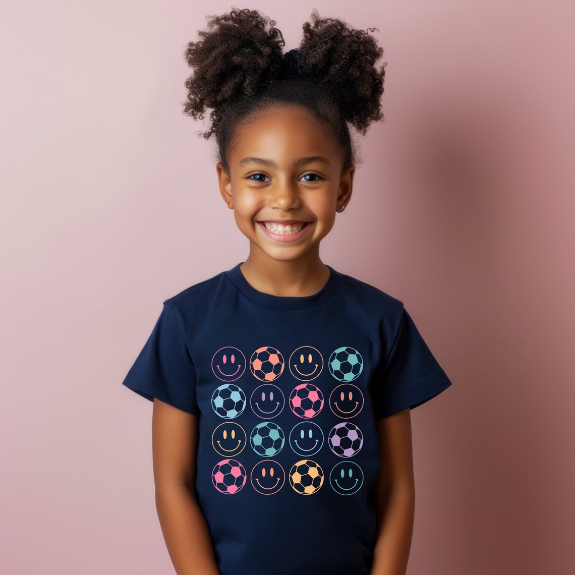Smiley Face Soccer Ball Tee, Girls Soccer Shirt, Cute Soccer Shirt ...
