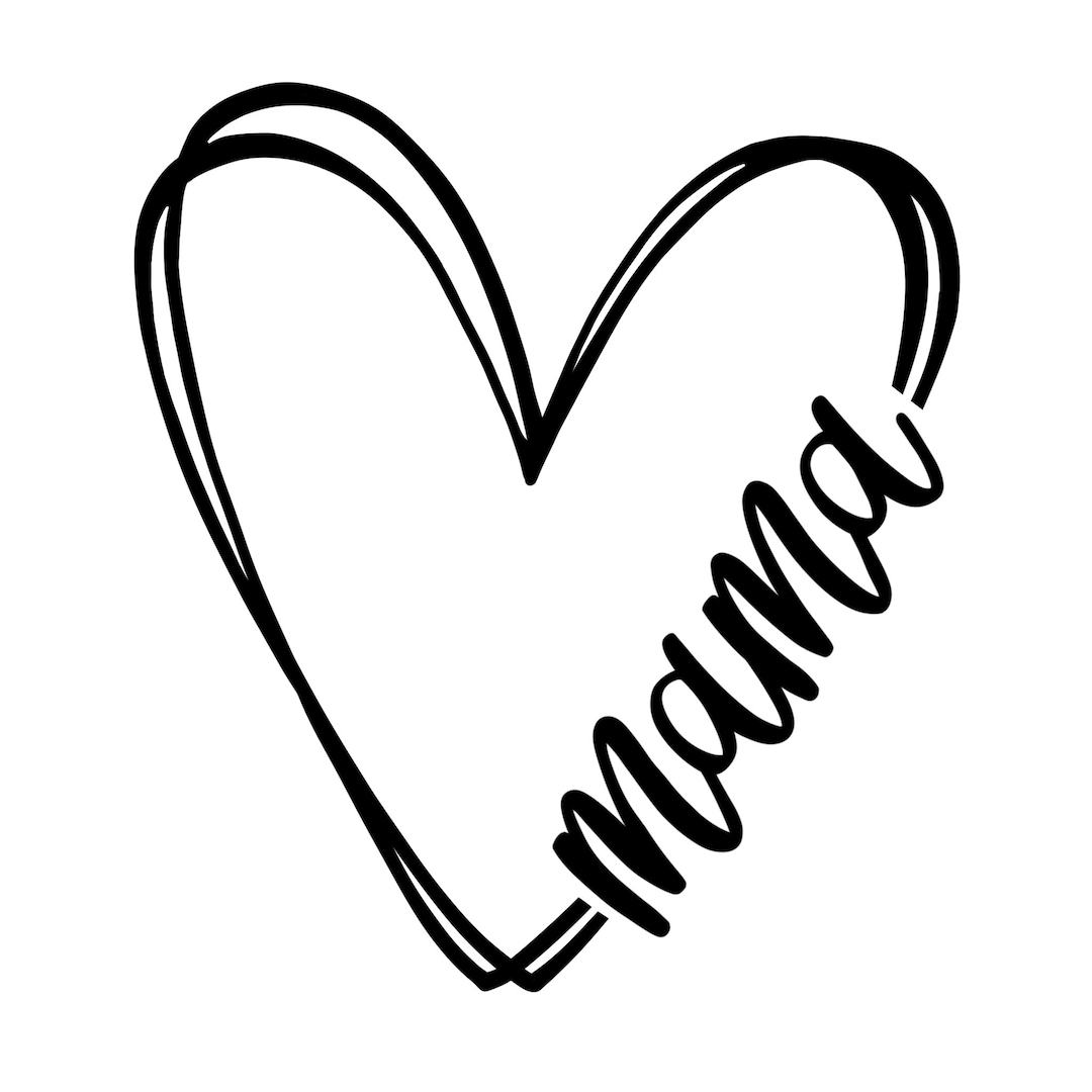 Mama Heart, Double Heart, Doodle Heart, Svg, Jpg, Digital Cut File ...