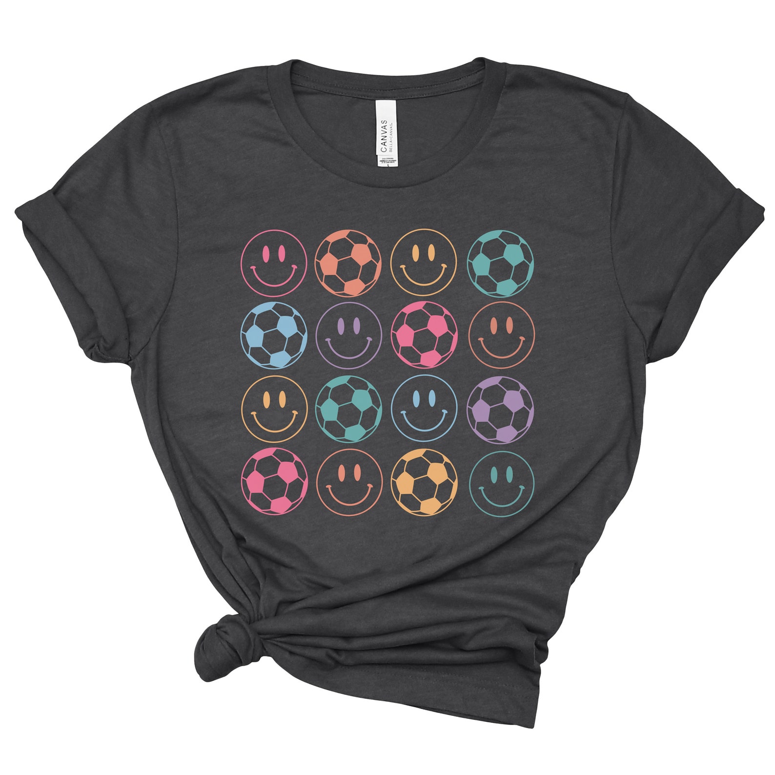 Smiley Face Soccer Ball Tee, Girls Soccer Shirt, Cute Soccer Shirt ...