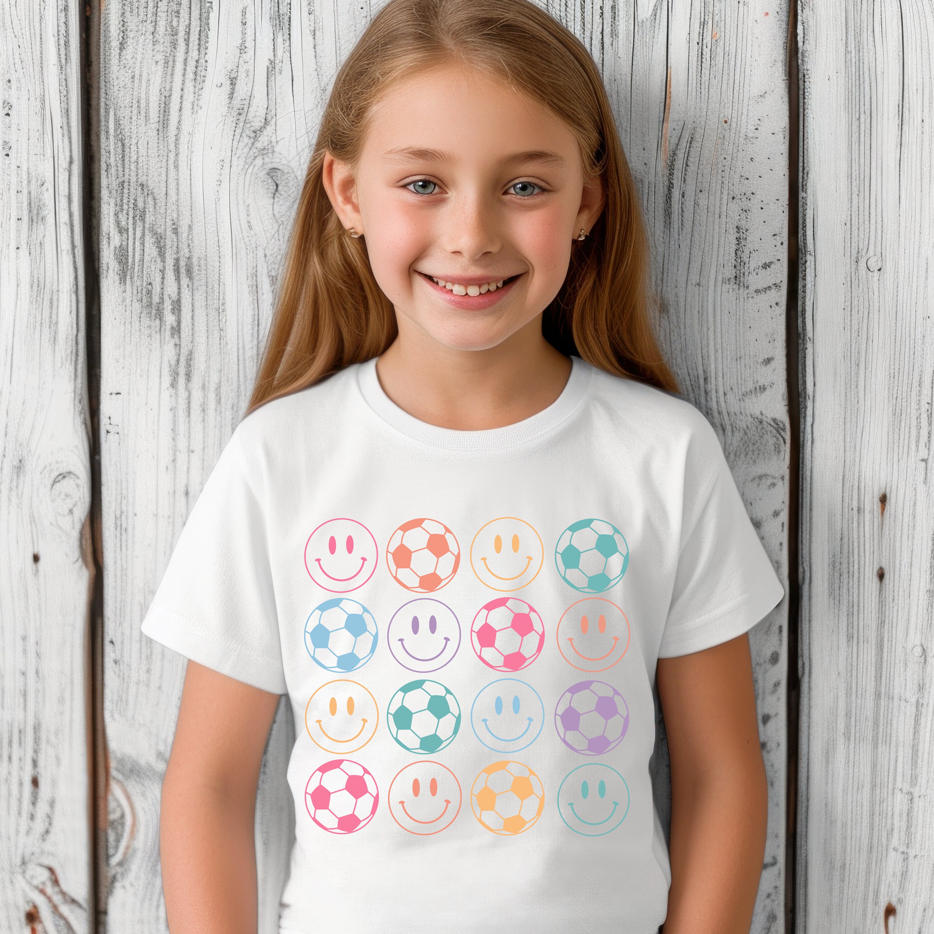 Smiley Face Soccer Ball Tee, Girls Soccer Shirt, Cute Soccer Shirt ...