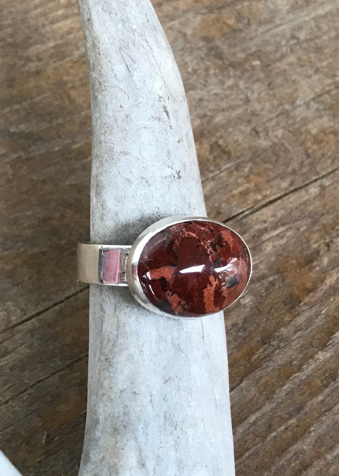 Red Stone Ring, Large Red Statement Ring, Oval Horizonral Ring in ...