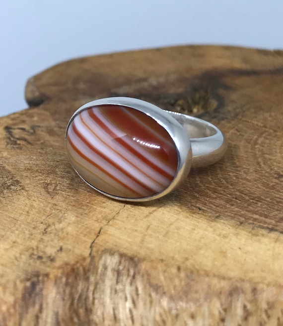 Red Agate Ring in Silver Chunky Natural Red Stone Ring | Etsy