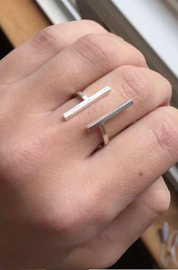 Silver Double Bar Ring Parallel Bar Ring Two Stick Ring | Etsy