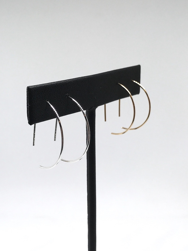 Backless Earrings Open Hoop D Earring Dainty Semi Circle | Etsy