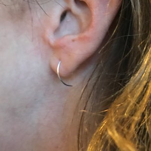 Backless Earrings, Open Hoop D Earring, Dainty Semi Circle Threaded ...