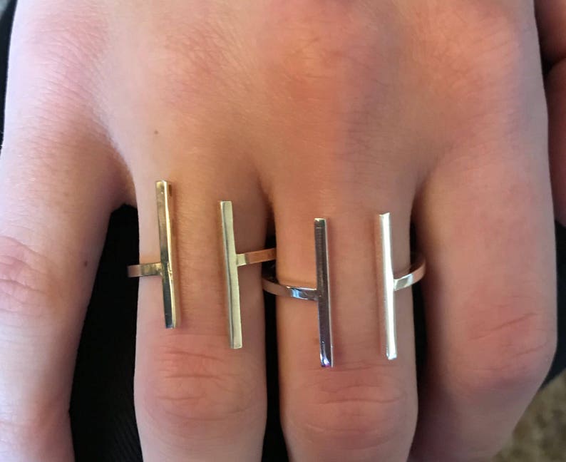 Silver Double Bar Ring Parallel Bar Ring Two Stick Ring | Etsy